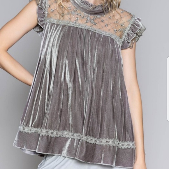 POL | Tops | Pol Velvet Smocked Top With Ruffle Sleeves | Poshmark
